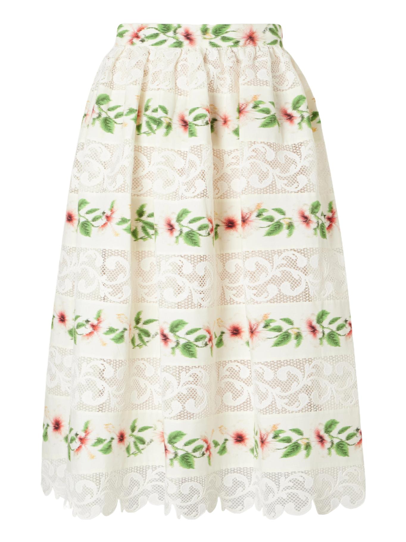 ALICEOLIVIA Alice + Olivia Floral Print Lace-Trimmed Peasant Top