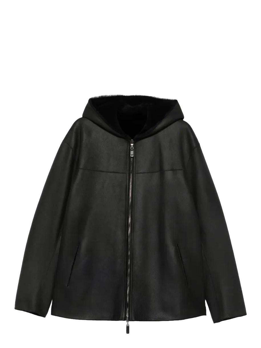 EMPORIO ARMANI reversible shearling blouson jacket with metal zipper