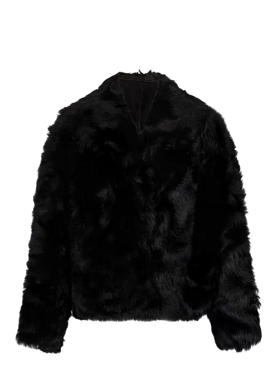 SALVATORE SANTORO v-neck faux-fur coat