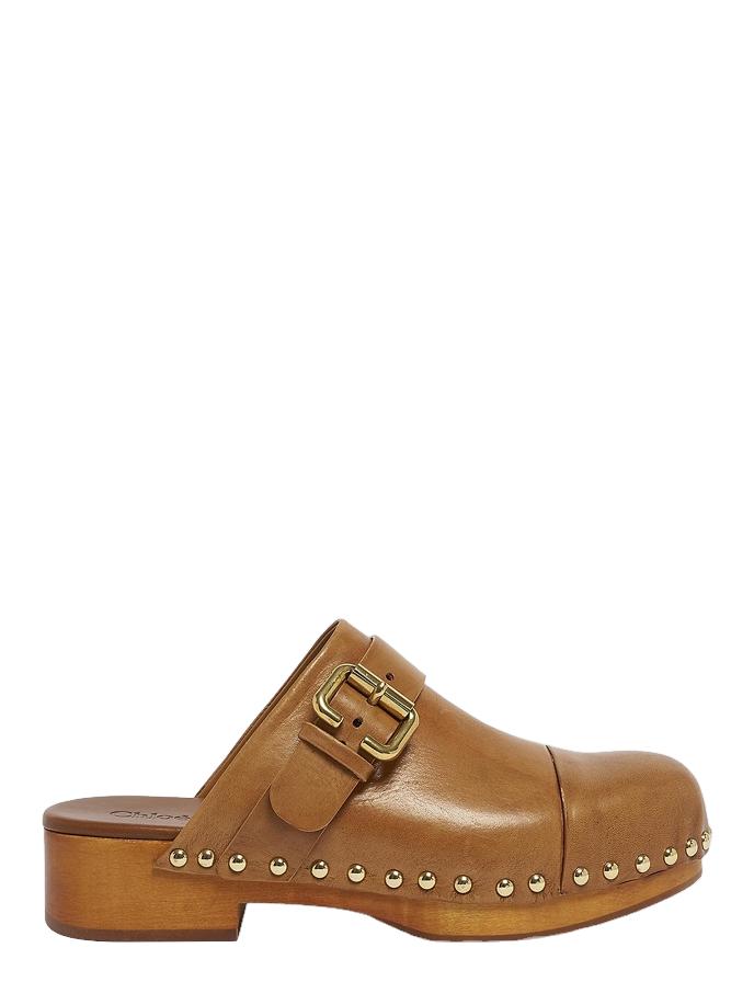 CHLOÉ jeannette 40mm buckle leather clogs