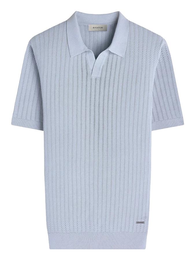 BUGATCHI johnny collar cotton-silk polo shirt
