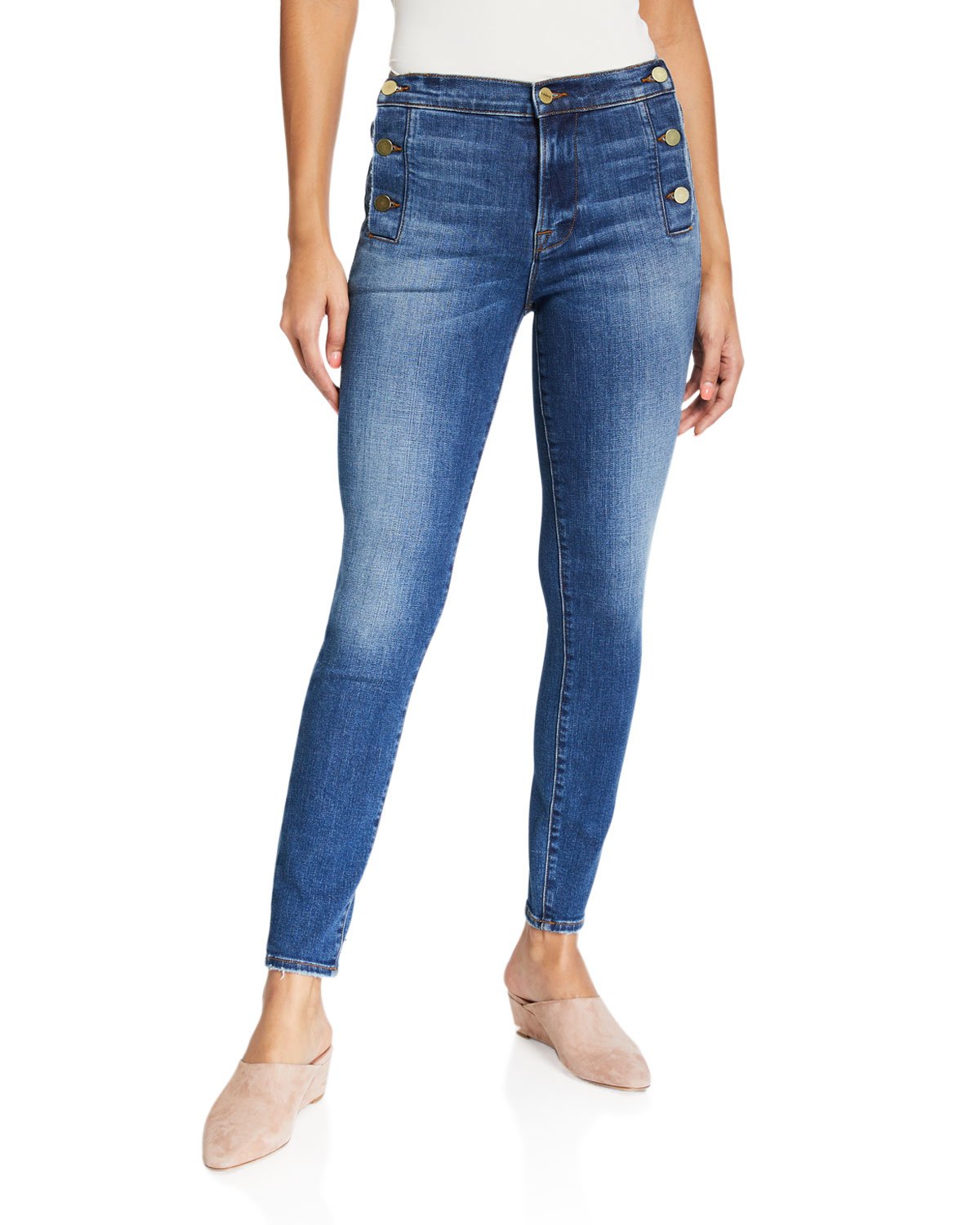 FRAME Le High Skinny Side-button Jeans | Editorialist