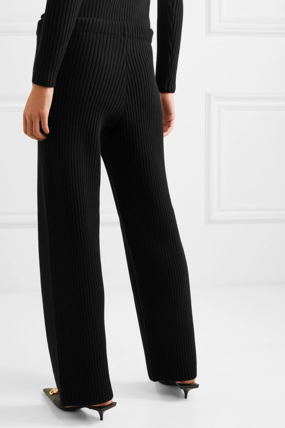 Ribbed-knit Straight-leg Pants 