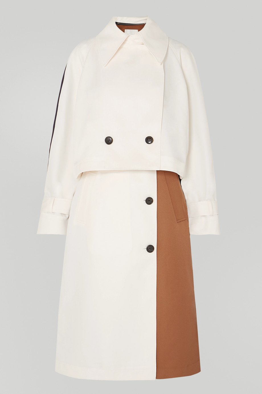 Buy Tibi Convertible Color-block Twill Trench Coat - Ivory At 50% Off ...