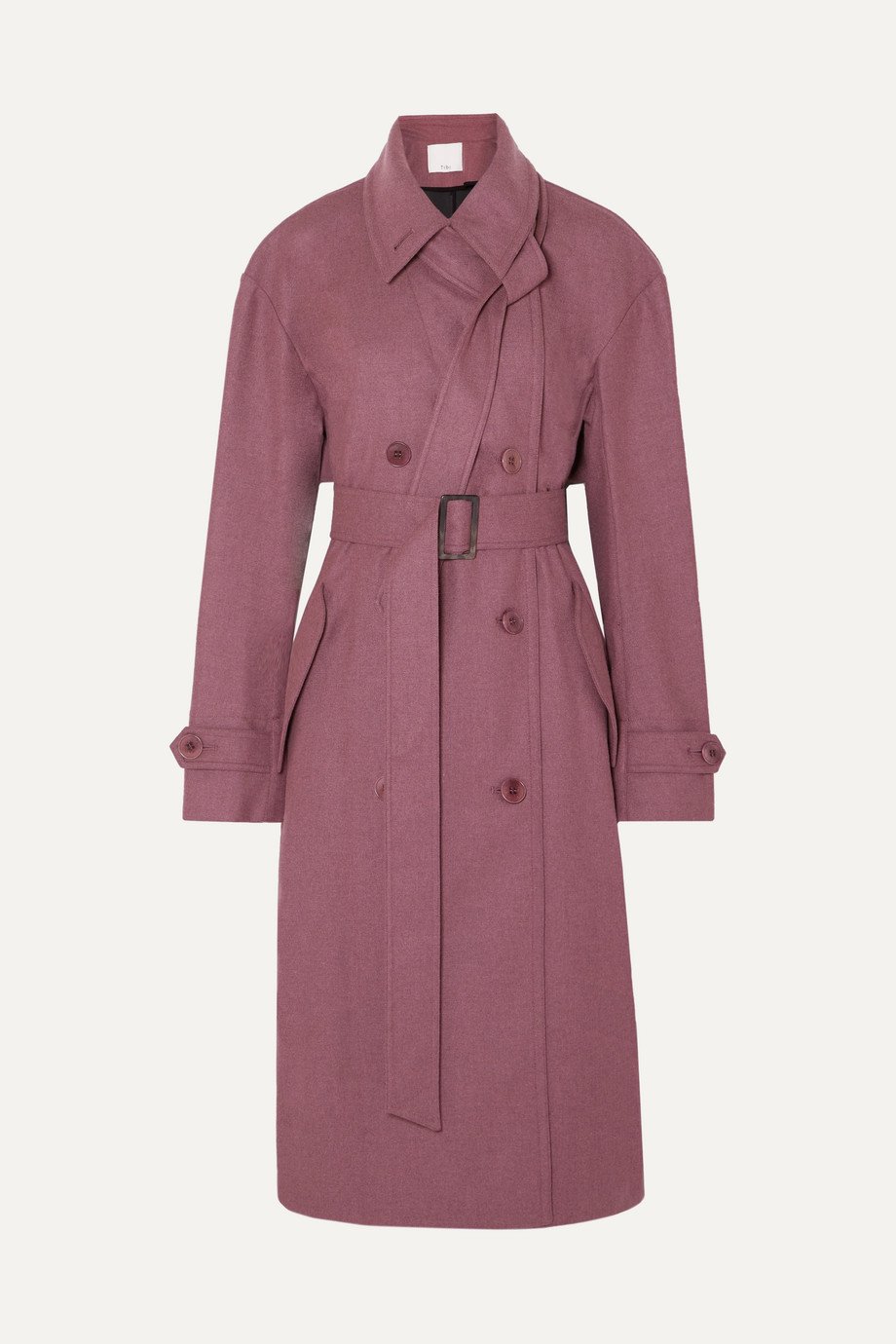 Buy Tibi Double-breasted Felt Trench Coat - Plum At 70% Off | Editorialist