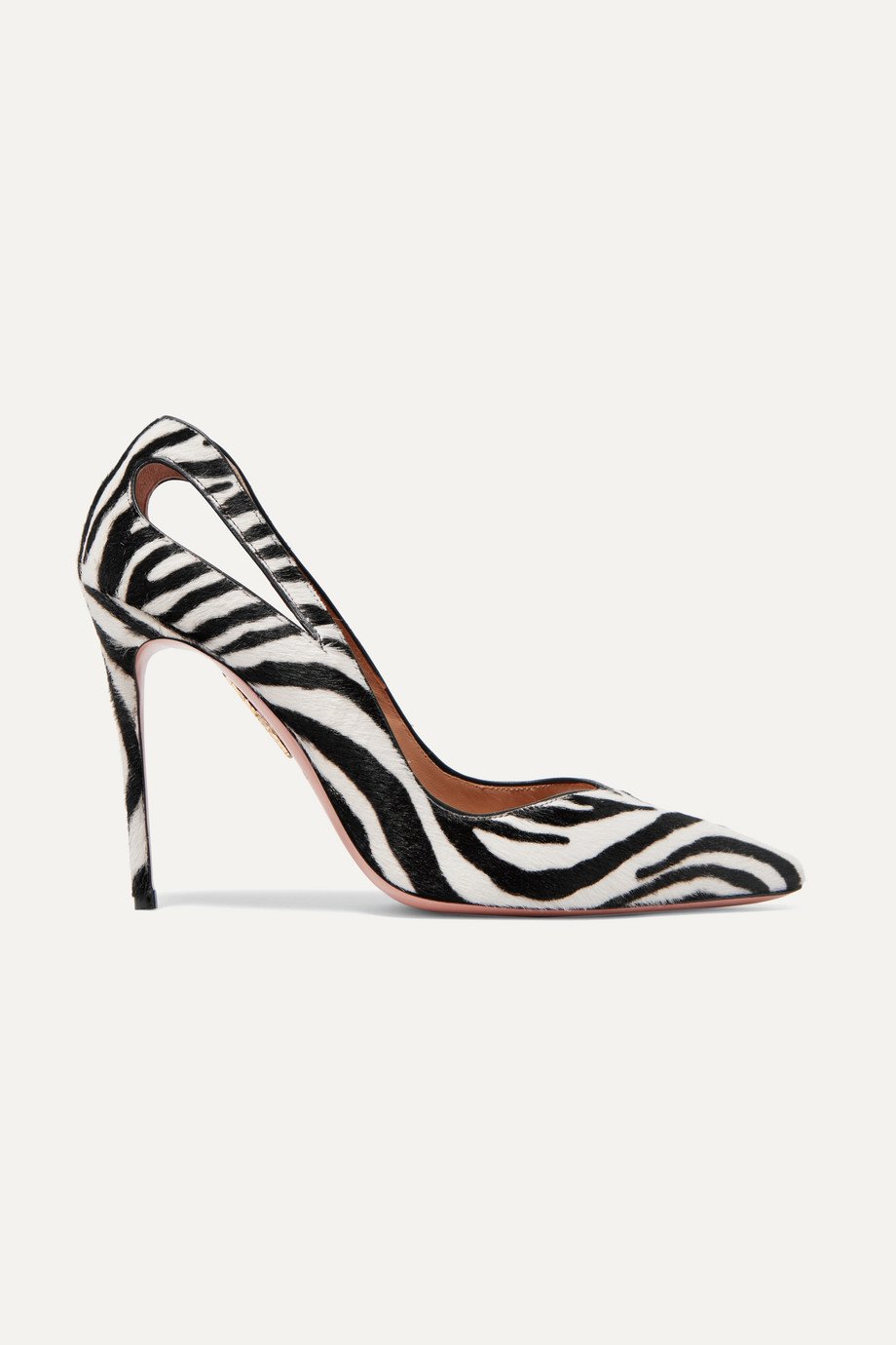 AQUAZZURA Shiva 105 Cutout Zebra-print Calf Hair Pumps - Zebra Print ...