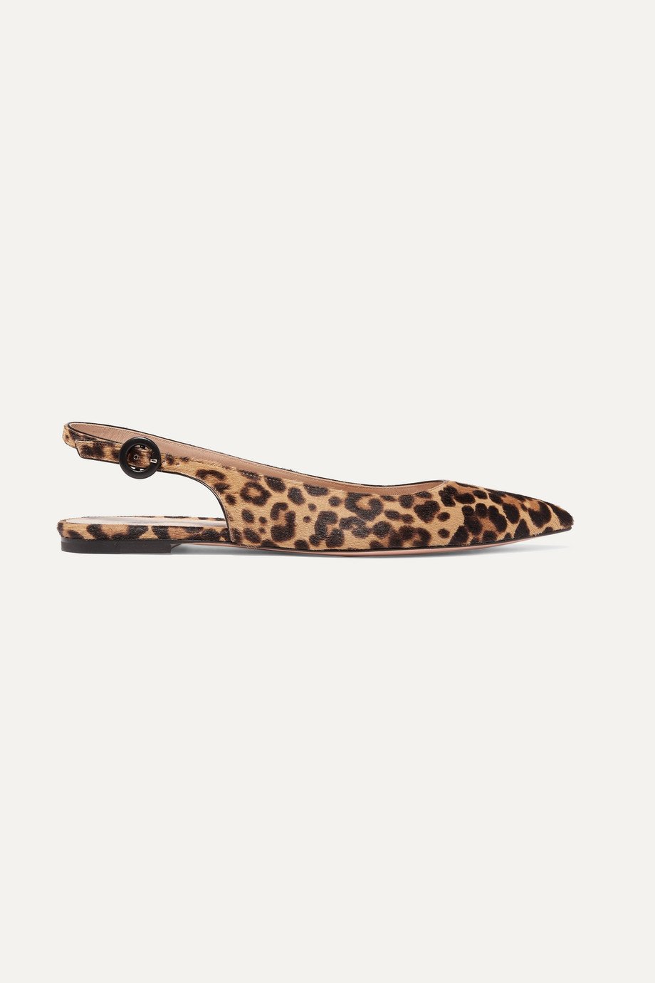 GIANVITO ROSSI Leopard-print Calf Hair Slingback Point-toe Flats ...