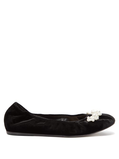 Buy Simone Rocha Pearl-embellished Velvet - Black At 40% Off | Editorialist