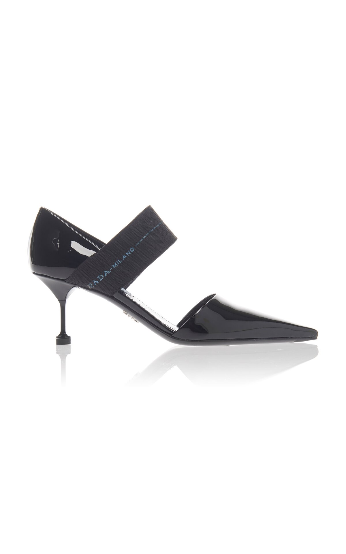 Prada Stretch Knit-trimmed Patent-leather Pumps - Black | Editorialist