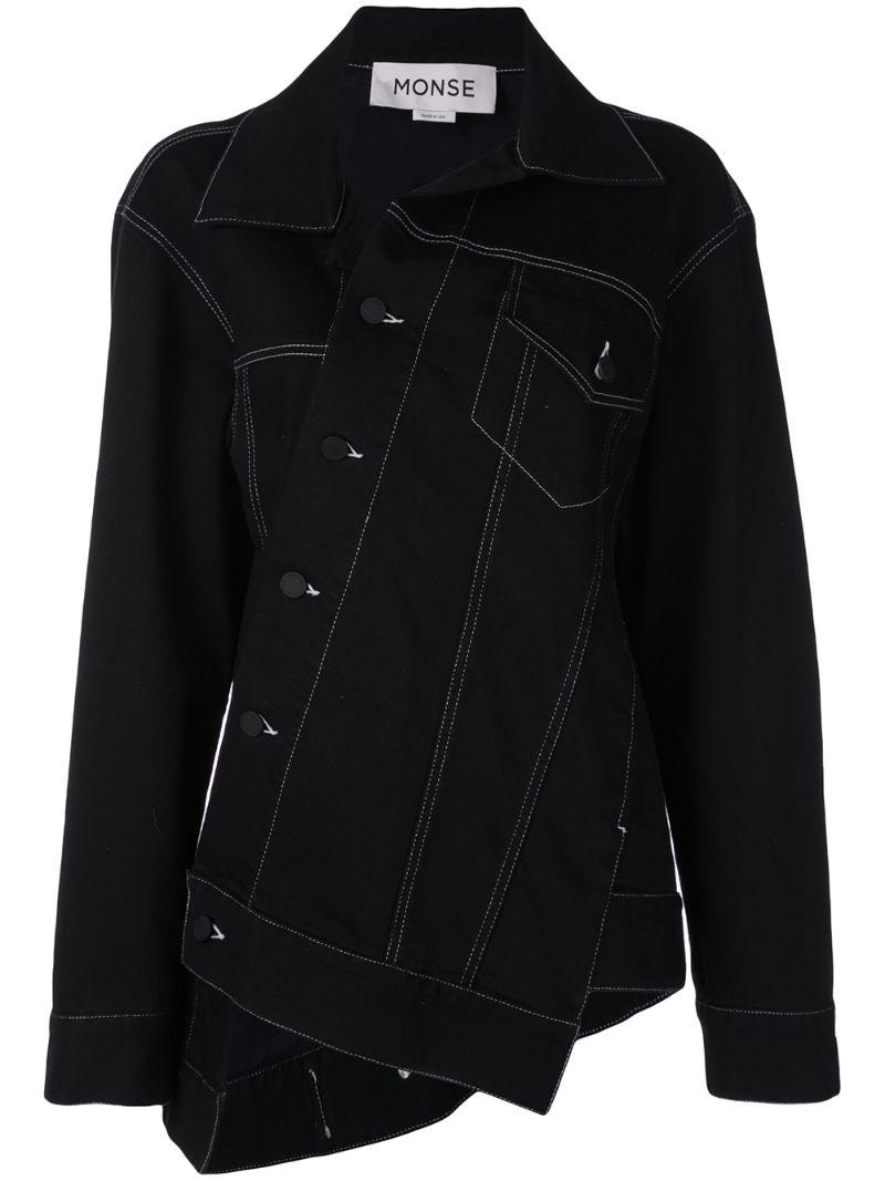 Monse Oversized Twisted Denim Jacket Black Editorialist