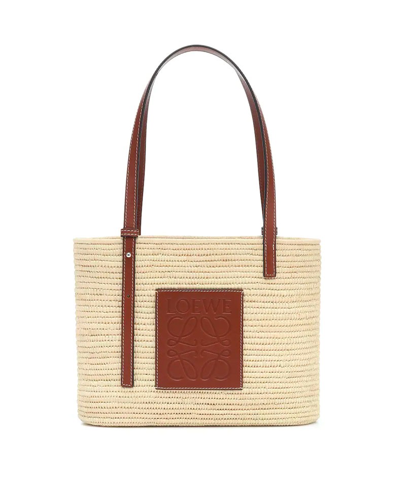 Loewe Leather-trimmed Raffia Tote | Editorialist