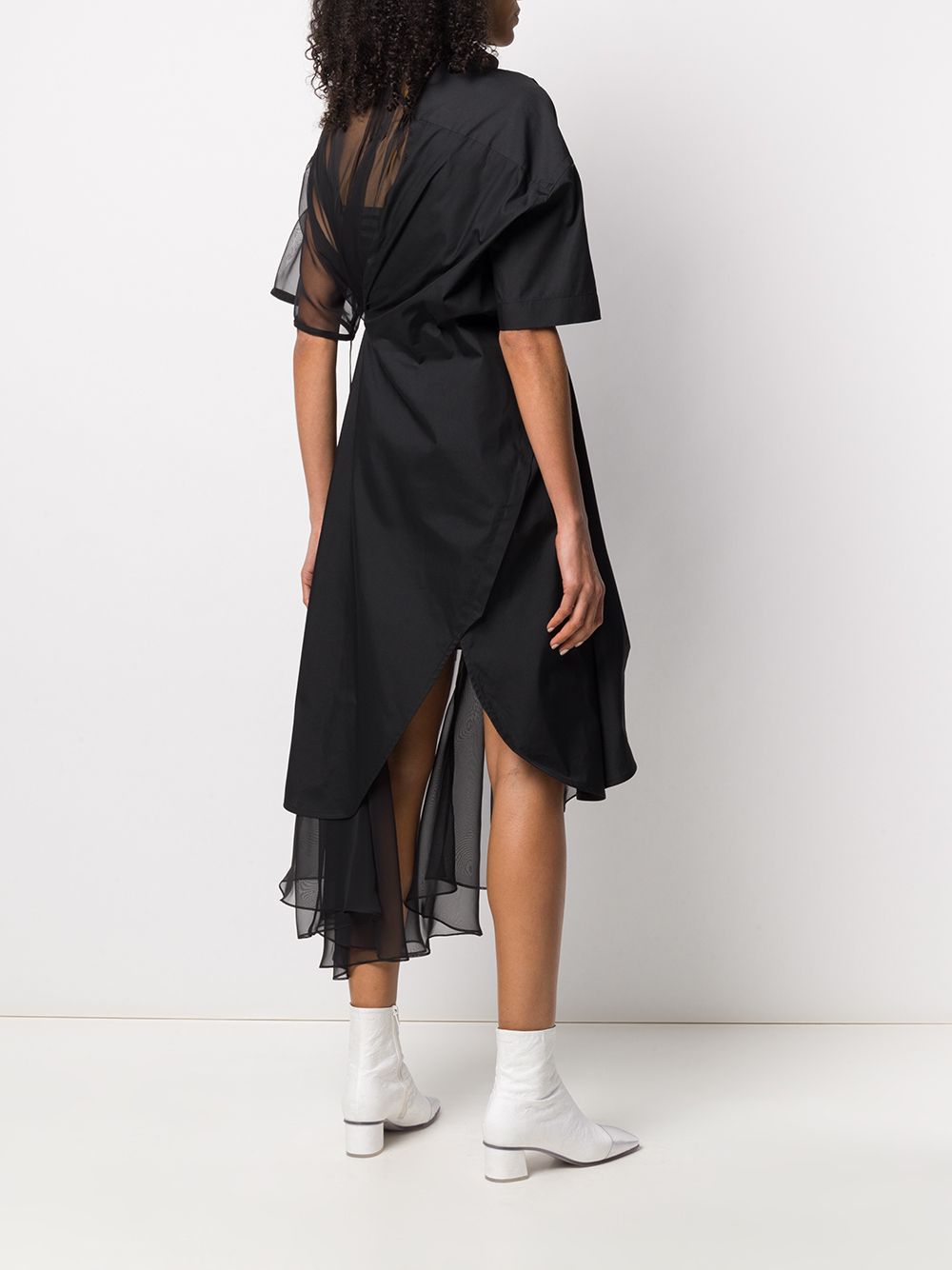 Buy Sacai Asymmetric Panelled Shirt Dress - Black At 30% Off | Editorialist