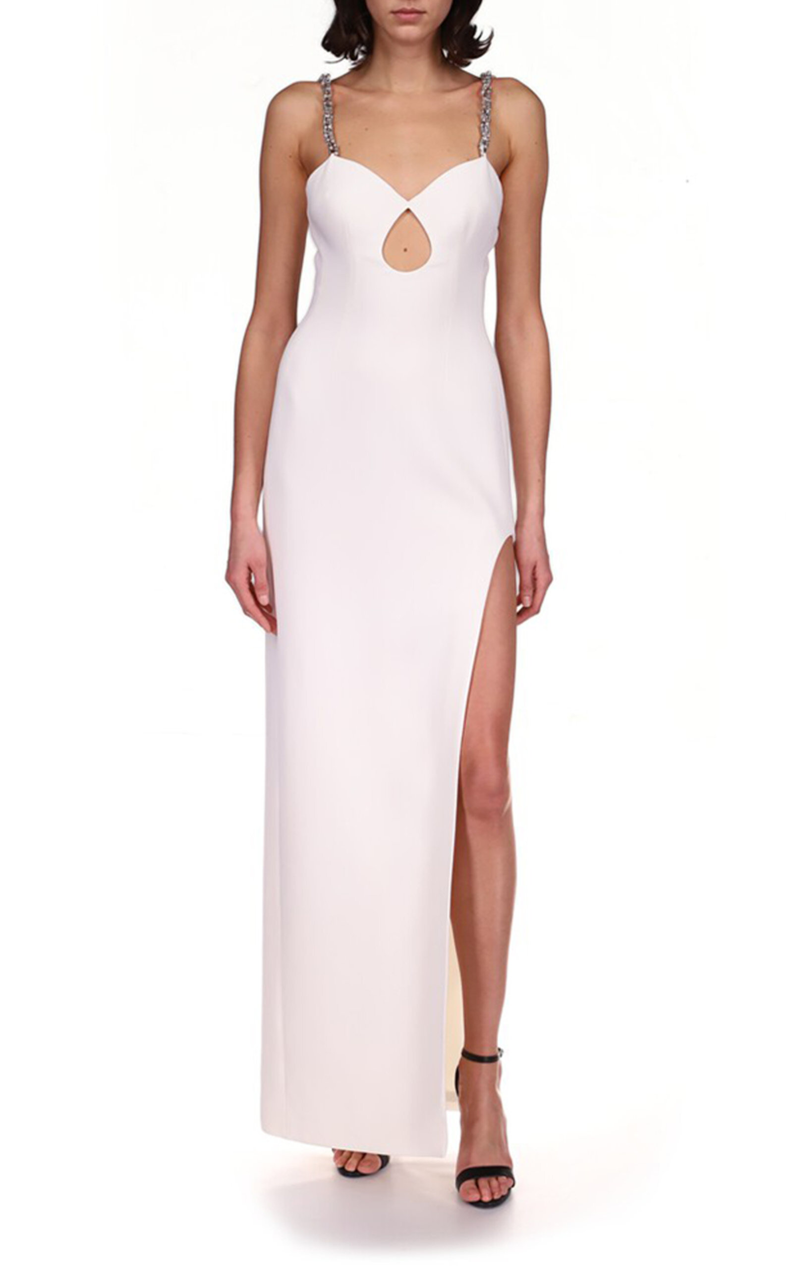 Crystal Chain Straps Open Leg Gown - Editorialist