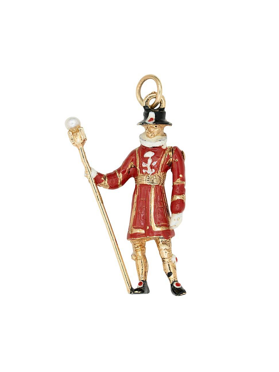 Vintage 14k Yellow Gold Enameled British Palace Guard Charm - Editorialist