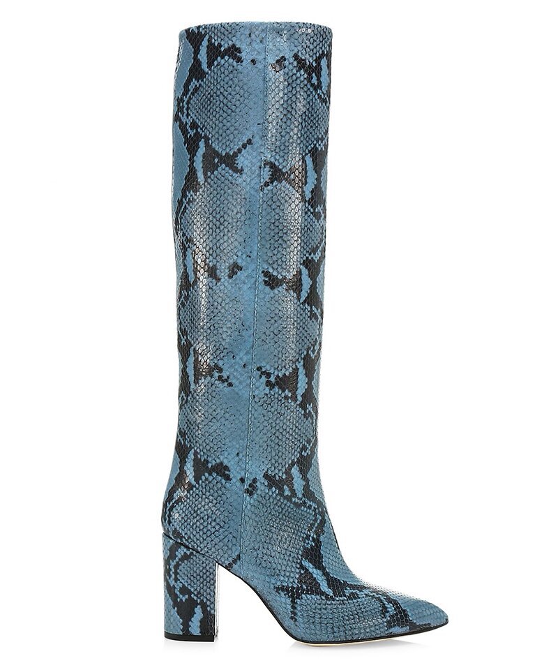 Buy Paris Texas Wo Knee-high Python-embossed Leather Boots - Natural At ...