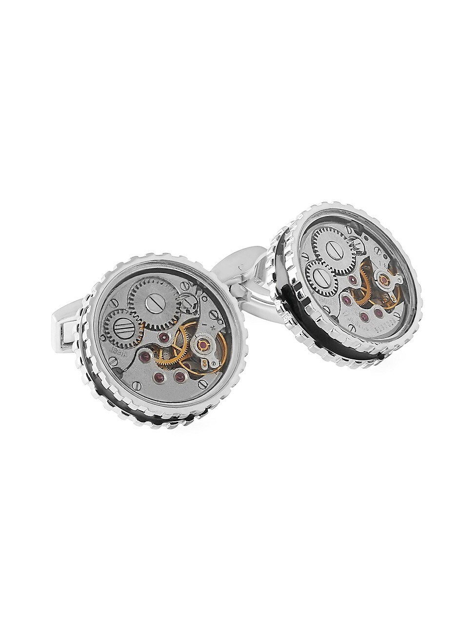 Tateossian Men's Round Skeleton Gear Cufflinks Black | Editorialist