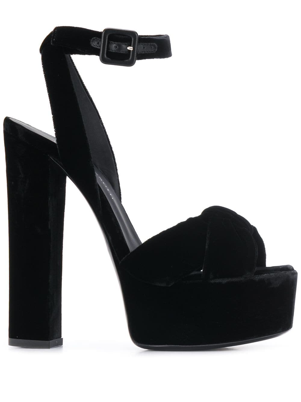 Black Velvet Heeled Sandals - Editorialist