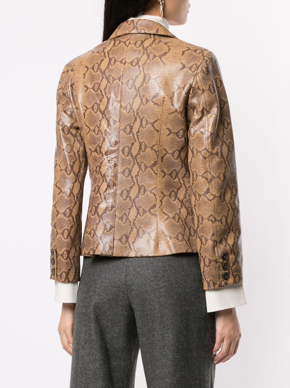 NILI LOTAN Snakeskin-effect Blazer - Brown | Editorialist