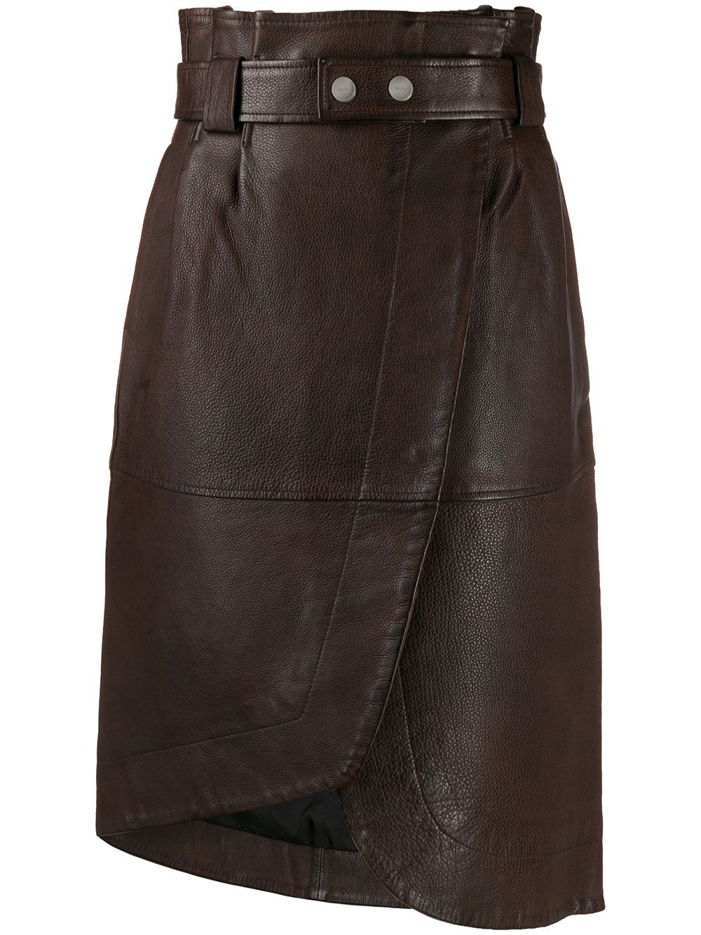 Buy GANNI High Waist Leather Skirt Brown At 40 Off Editorialist