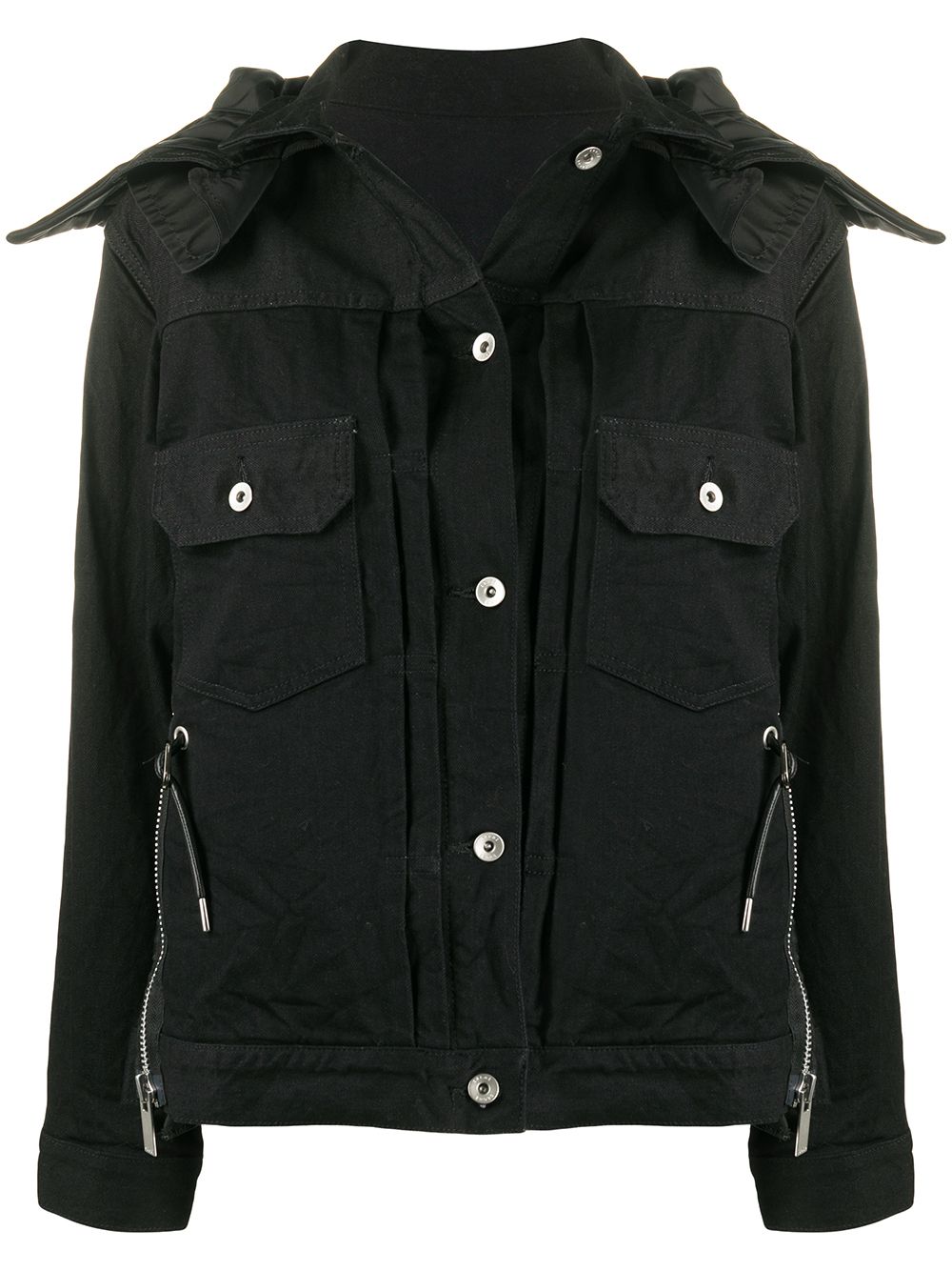 Buy Sacai Convertible Collar Denim Jacket - Black At 47% Off | Editorialist