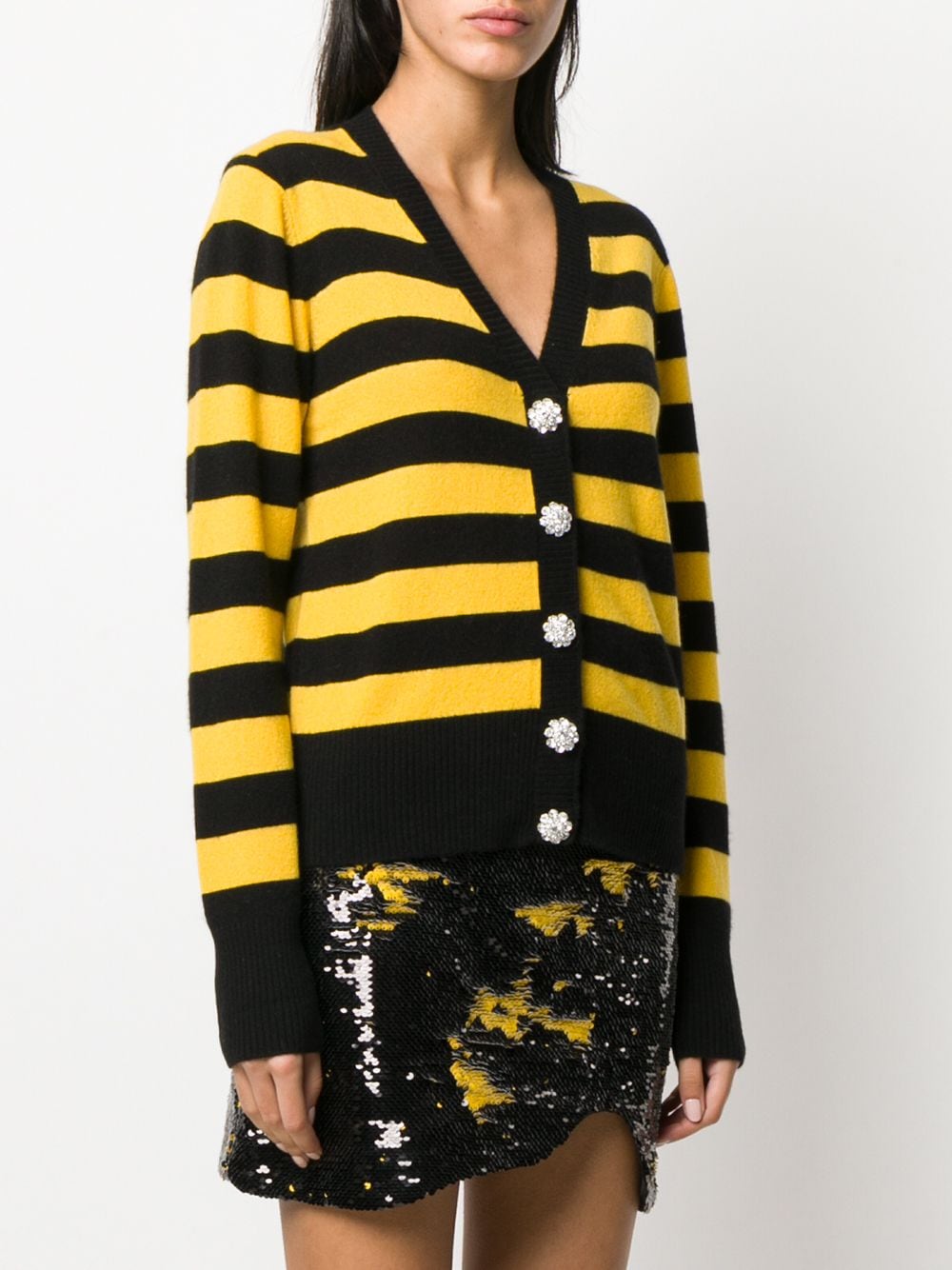 Buy GANNI Block Stripe Cardigan - Black At 40% Off | Editorialist