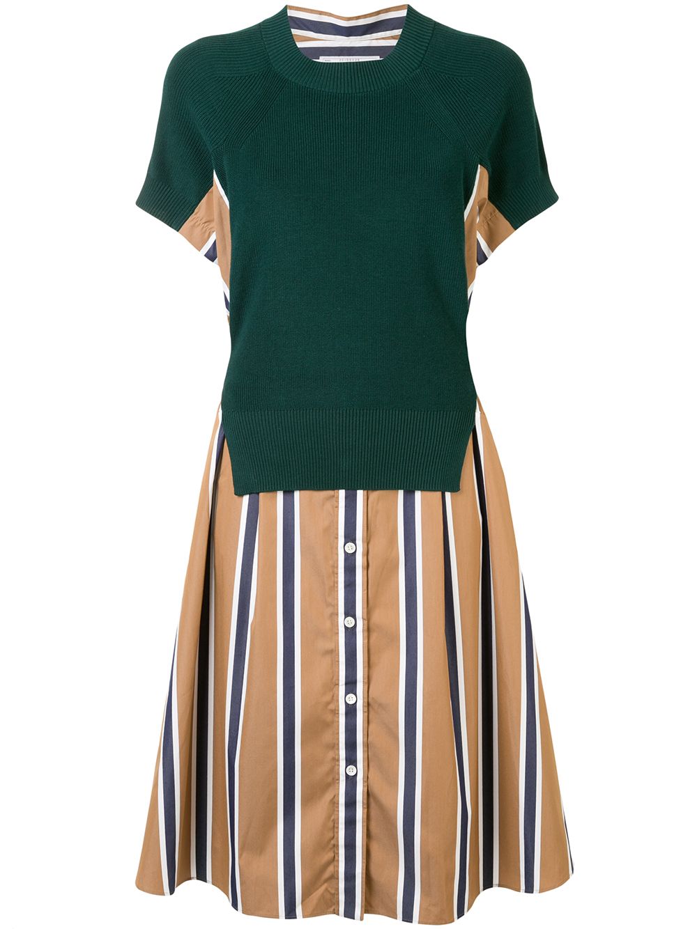 Sacai Contrast Mid-length Dress - Green | Editorialist
