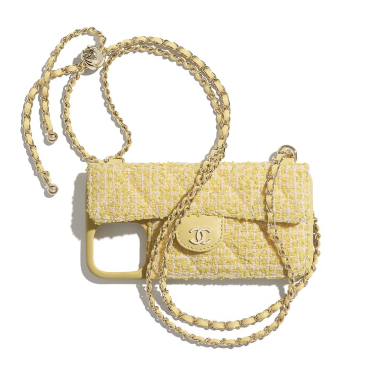Chanel Tweed Phone Case For Iphone Xii Pro Max - Yellow | Editorialist