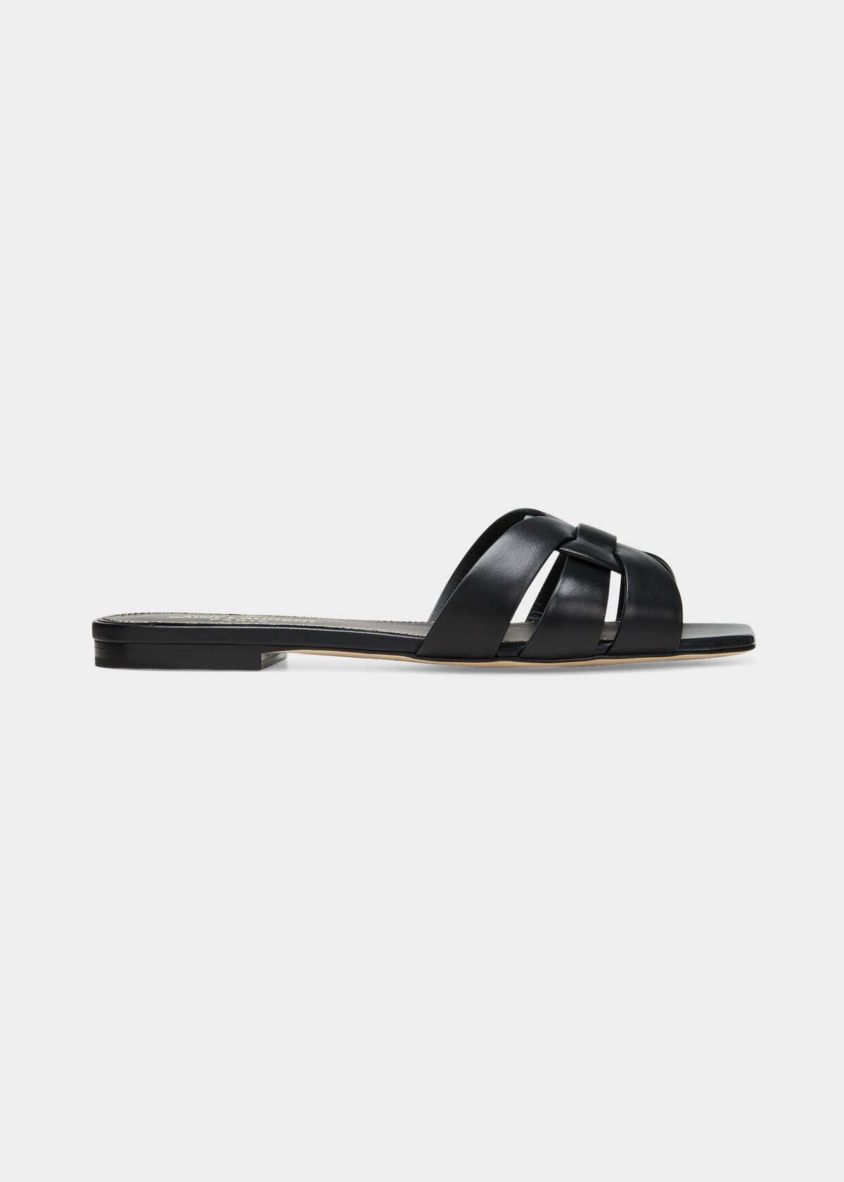 Saint Laurent Woven Leather Sandal Slide | Editorialist