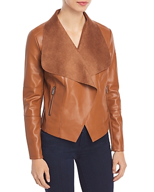 bagatelle draped faux leather jacket