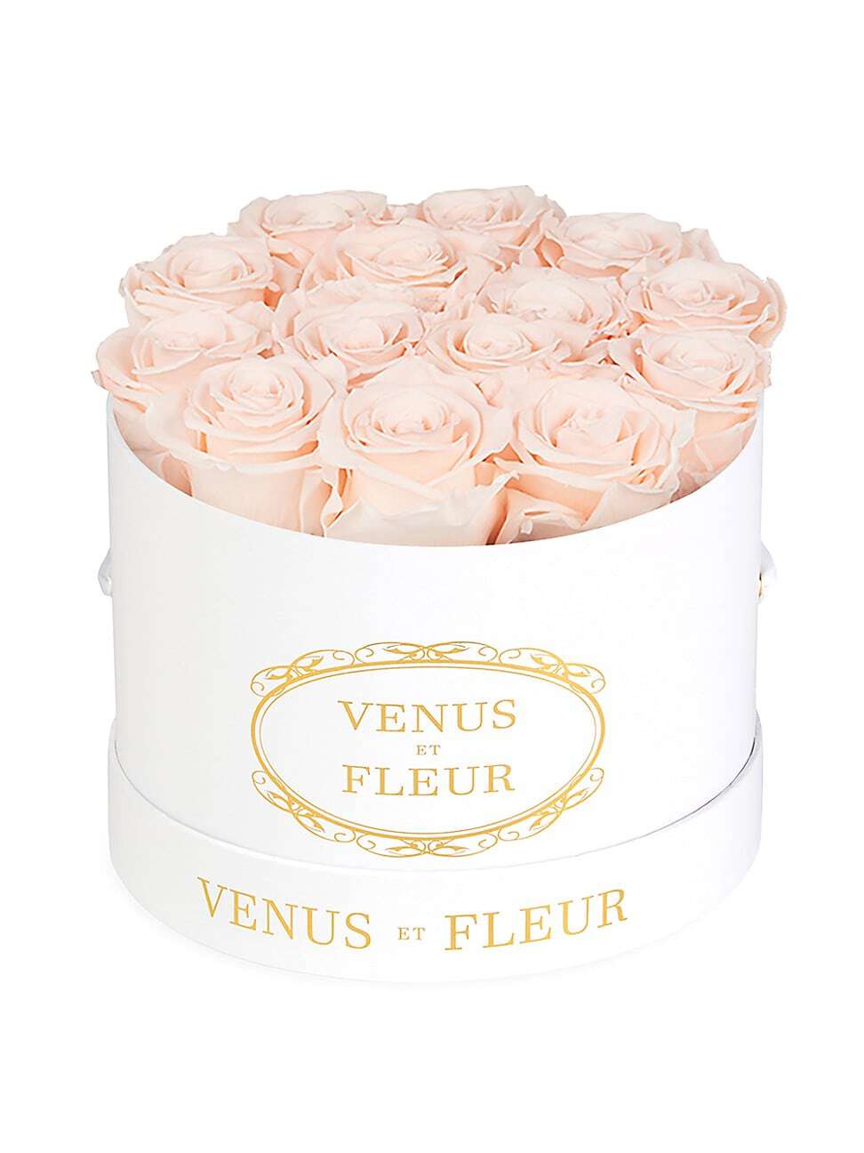 Venus Et Fleur Classic Small Round Box With Pure White Roses White ...
