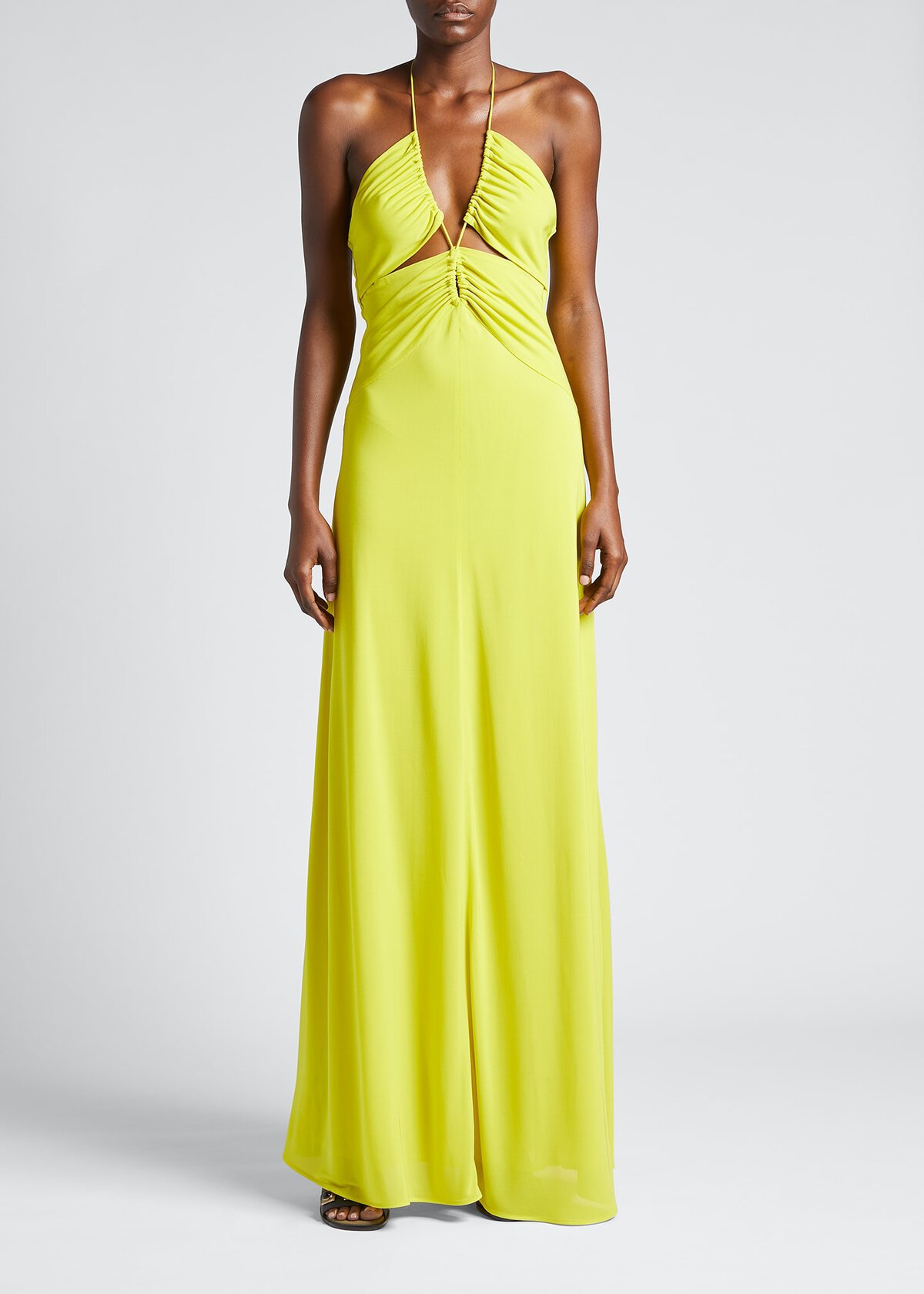 Buy Etro Ruched Keyhole Jersey Halter Gown - Gold At 70% Off | Editorialist