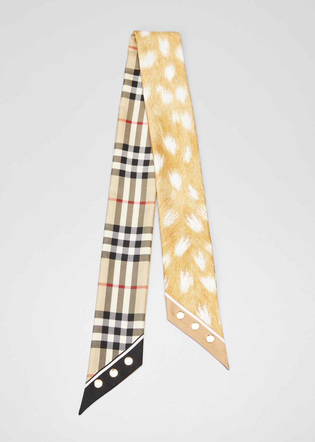 Burberry Reversible Vintage Check-deer Ribbon Scarf - Beige | Editorialist