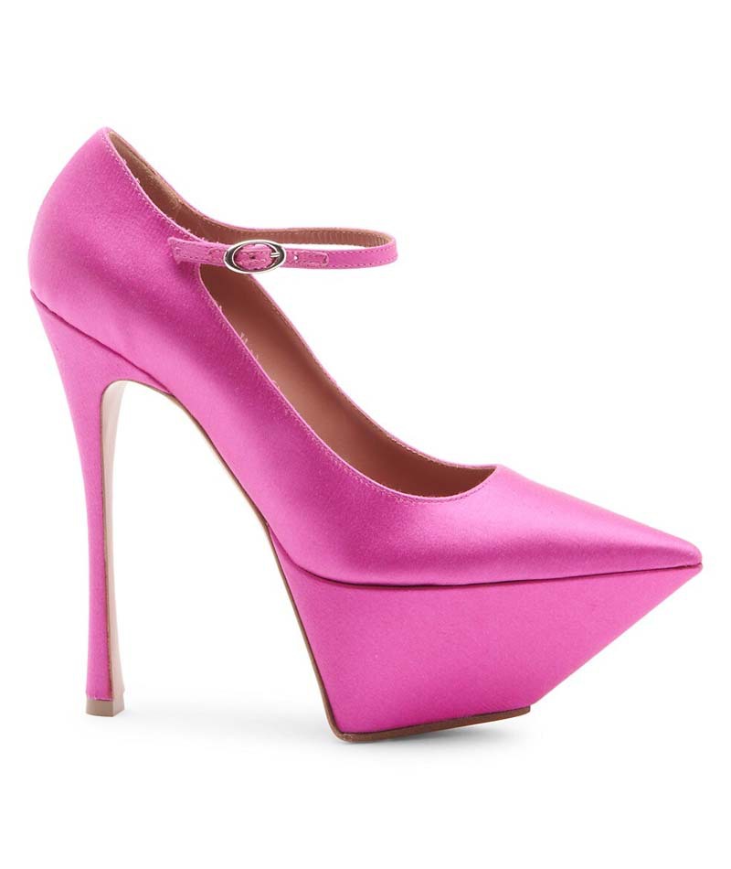 Buy Amina Muaddi Women's Yigit Satin Platform Pumps Satin Pink At 66% ...