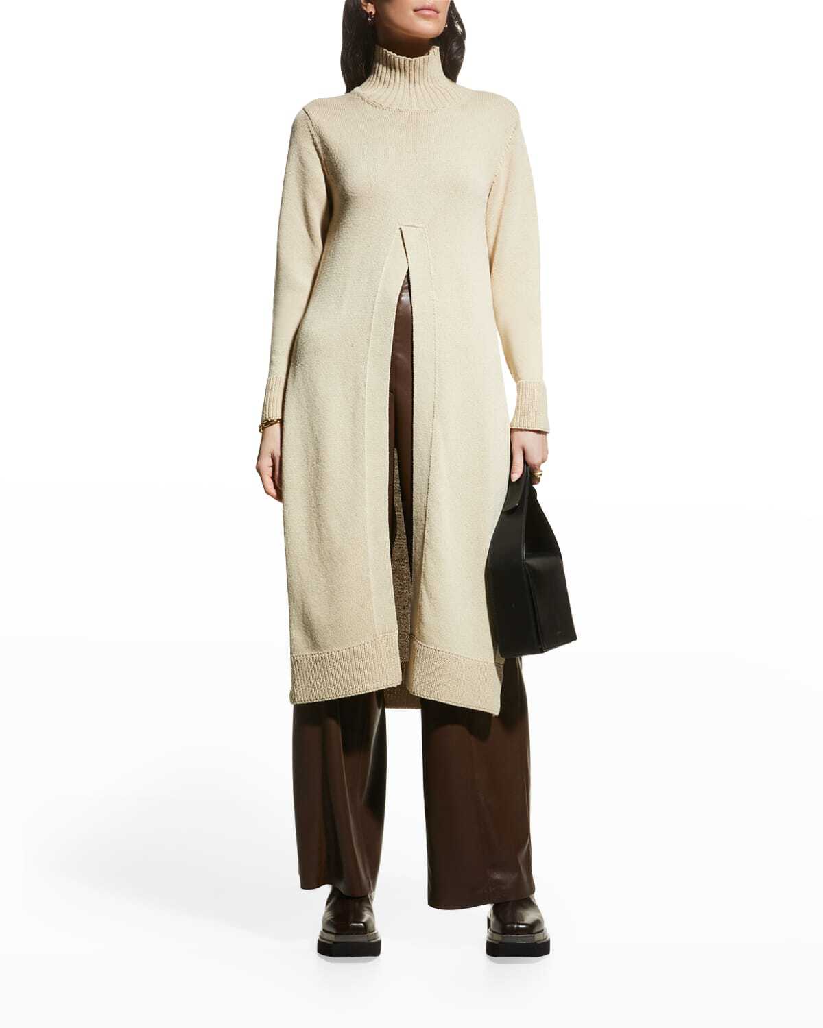 Palmer//Harding Long Split Turtleneck Sweater In Oatmeal - 75% Off ...