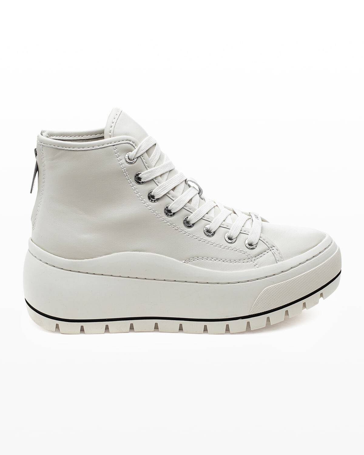 J/SLIDES NYC Grace Suede Hightop Platform Sneakers White Editorialist