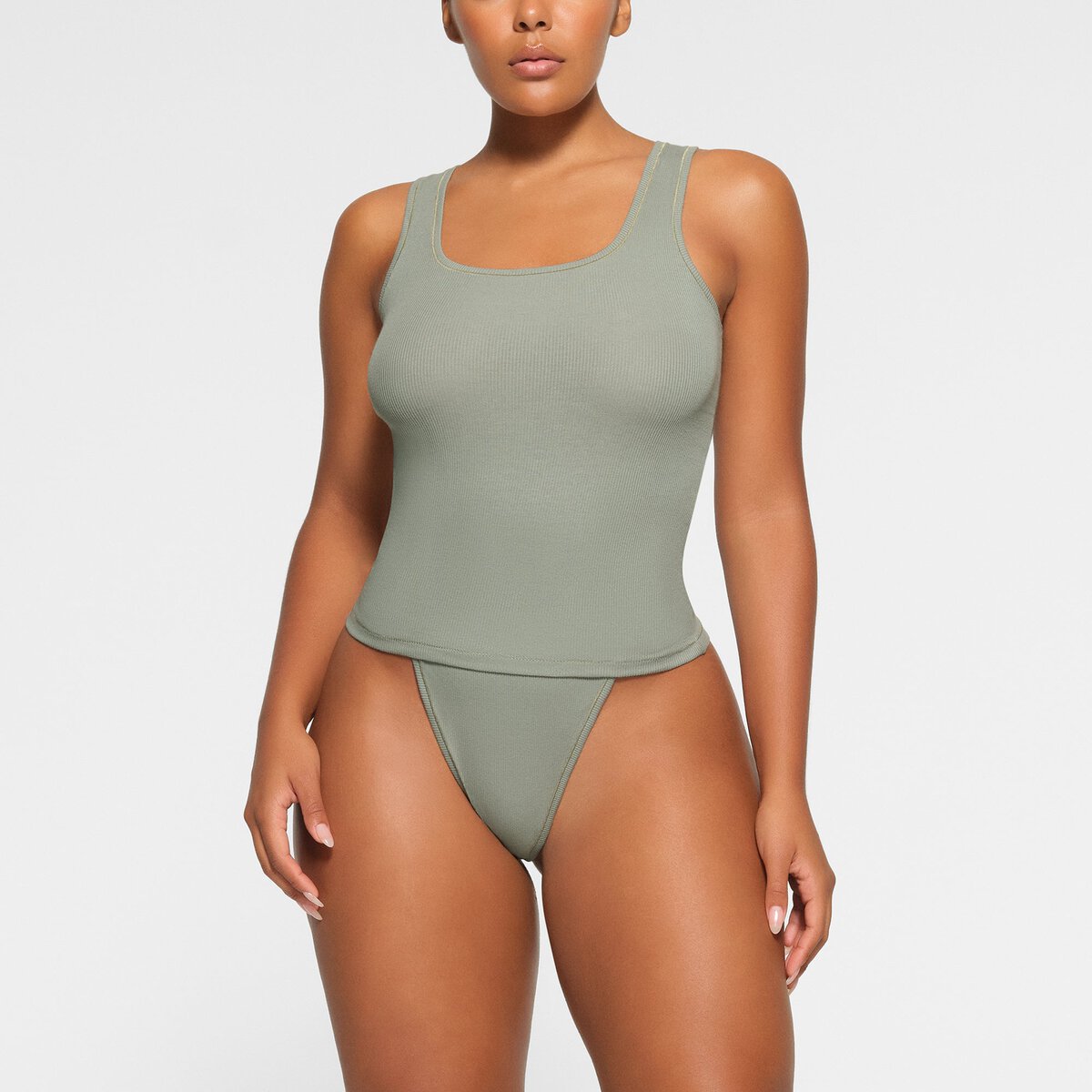 Skims Cotton Rib Long Tank Mineral Editorialist