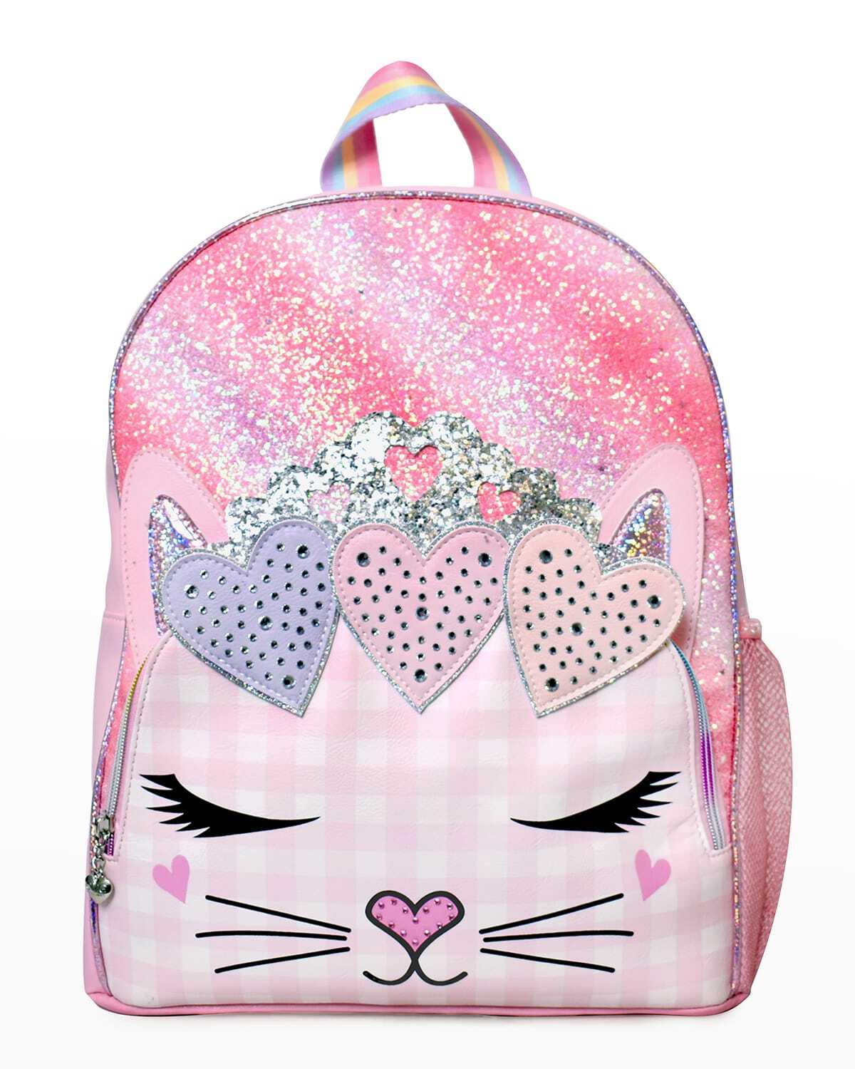 OMG ACCESSORIES Girl's Bella Ombre Glitter Hearts Crown Large Backpack ...