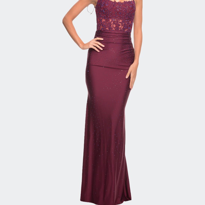 La Femme Lace And Jersey Jewel Tone Prom Dress Green
