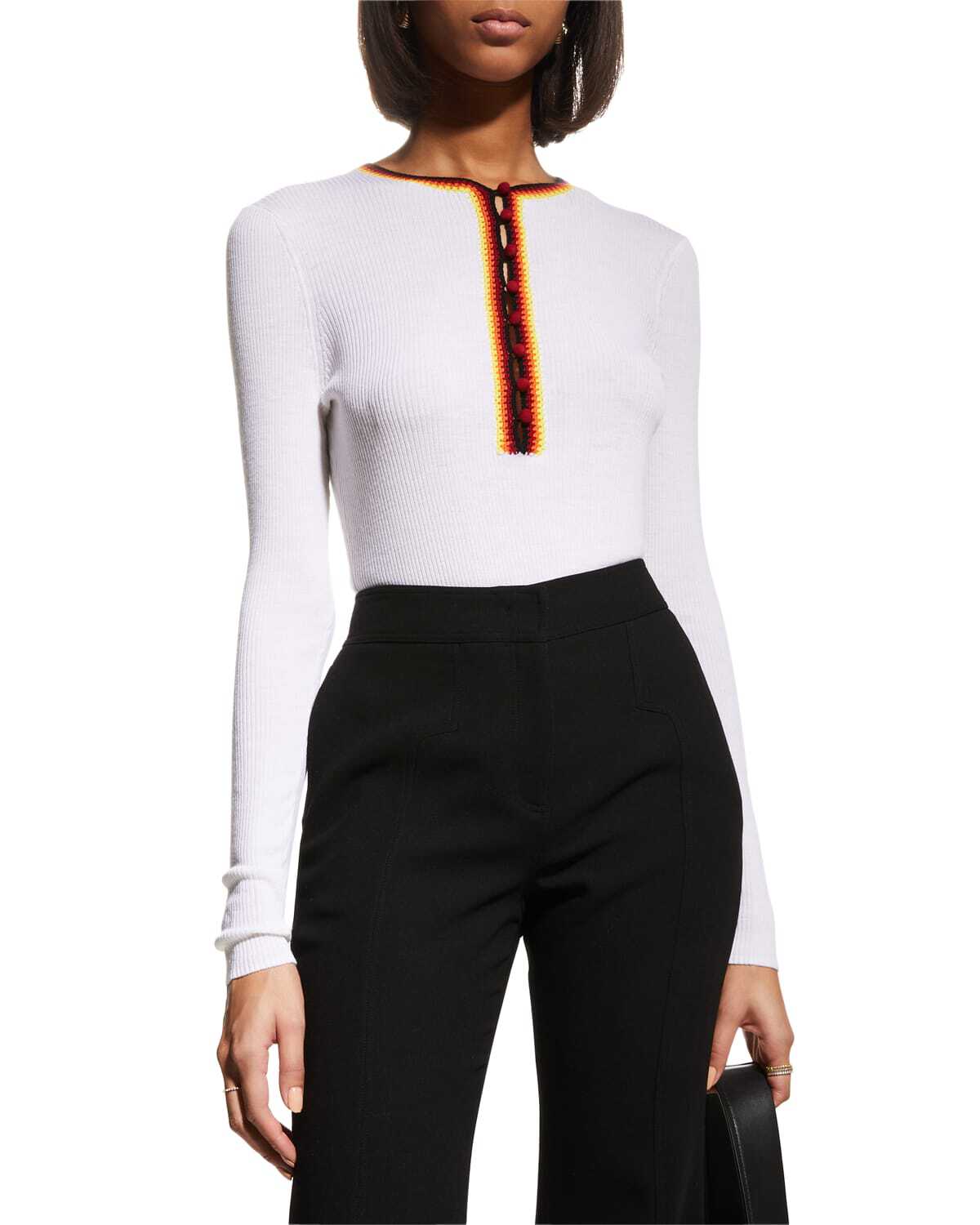 Meade Crochet Henley Top - Editorialist