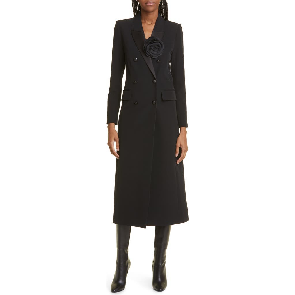 L'Agence Quinton Rosette Detail Long Tuxedo Jacket In Black - 61% Off | Editorialist