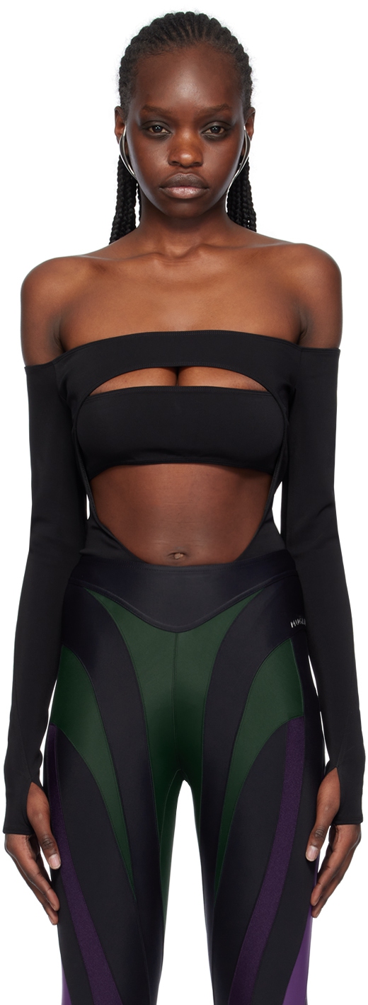 Mugler Circle Cutout Bodysuit 1999 Black 60% Off Editorialist