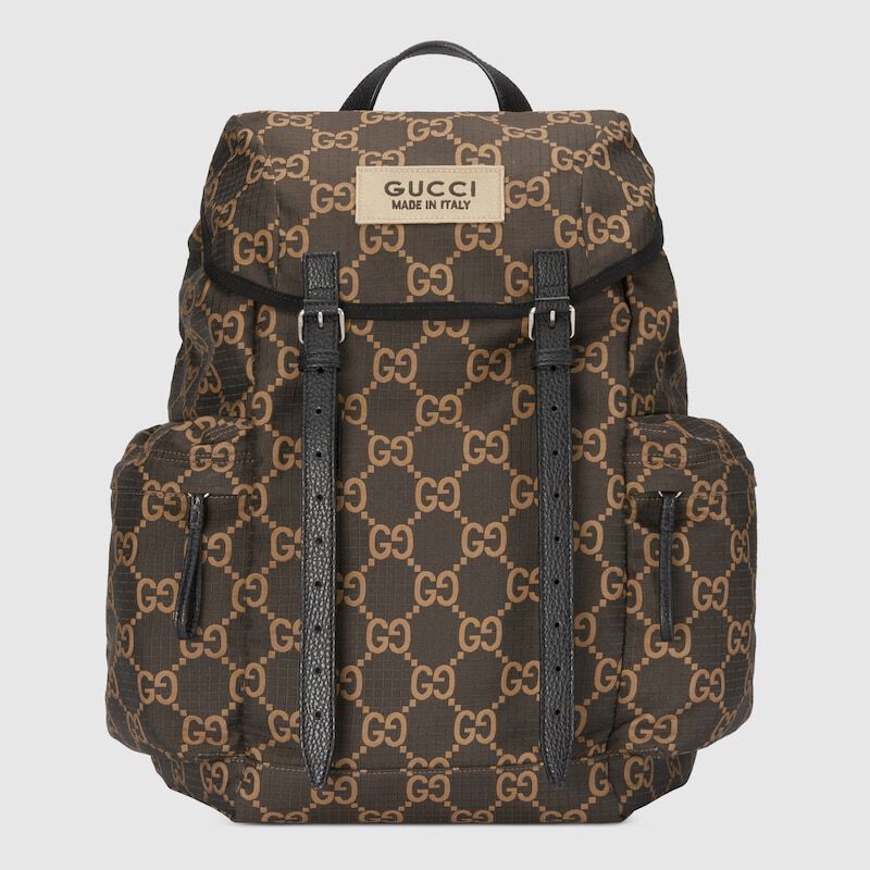 Gucci Large Gg Ripstop Backpack Nylon - Brown | Editorialist