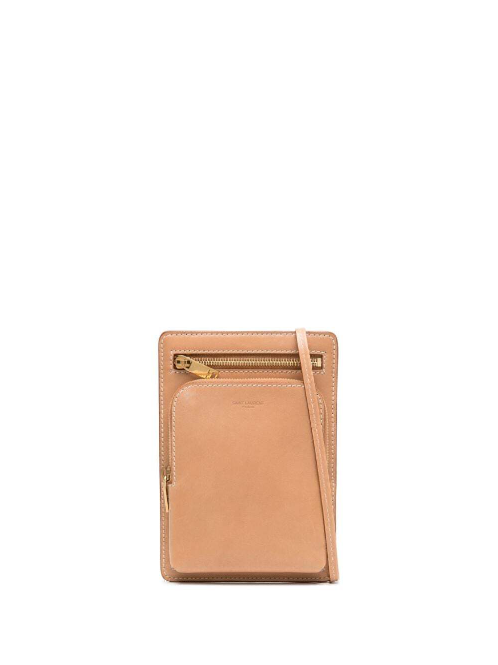 Saint Laurent Leather Neck Pouch - Brown | Editorialist