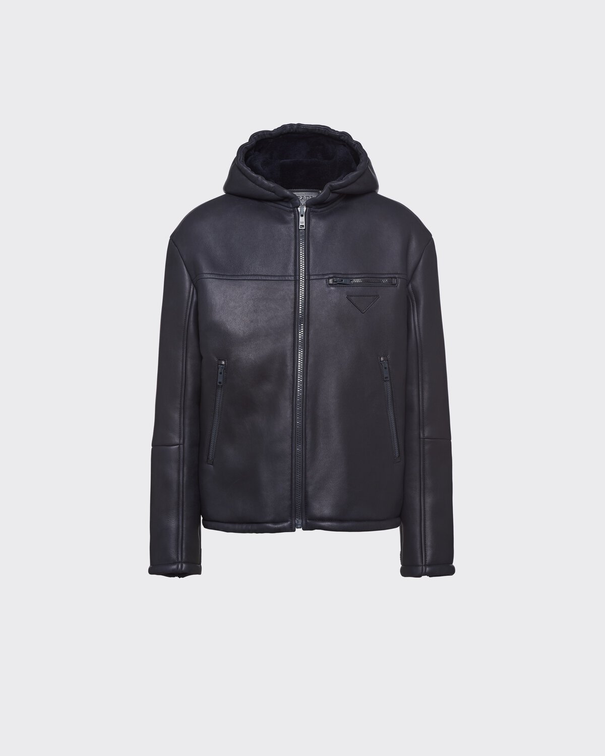 Prada Sheepskin Blouson Jacket - Navy | Editorialist