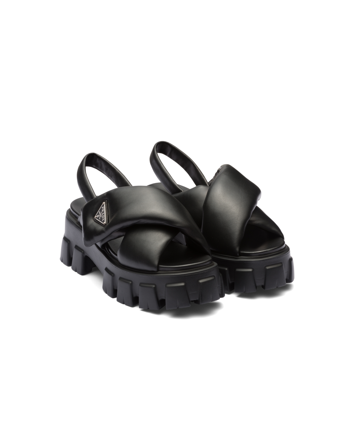 Prada Monolith Padded Nappa Leather Sandals | Editorialist