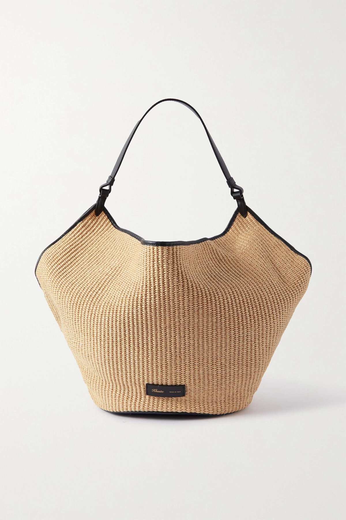 Khaite Lotus Medium Leather-trimmed Raffia Tote | Editorialist
