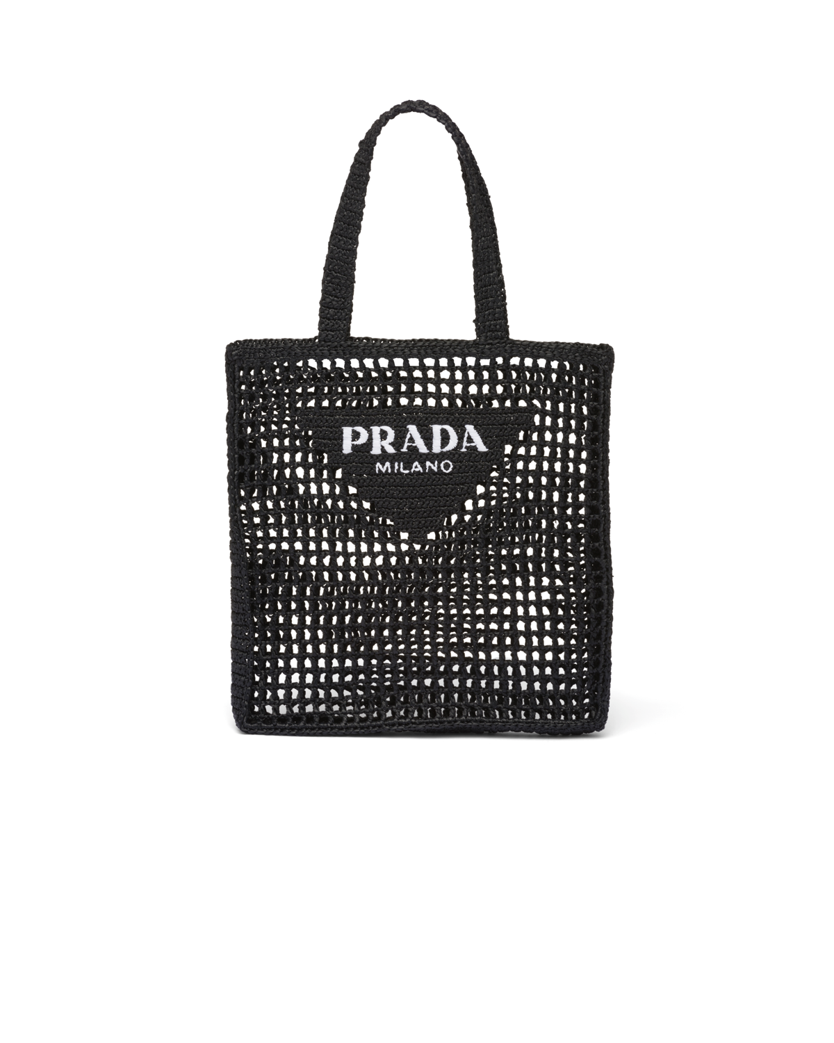 Prada Raffia Tote Bag With Logo - Black | Editorialist