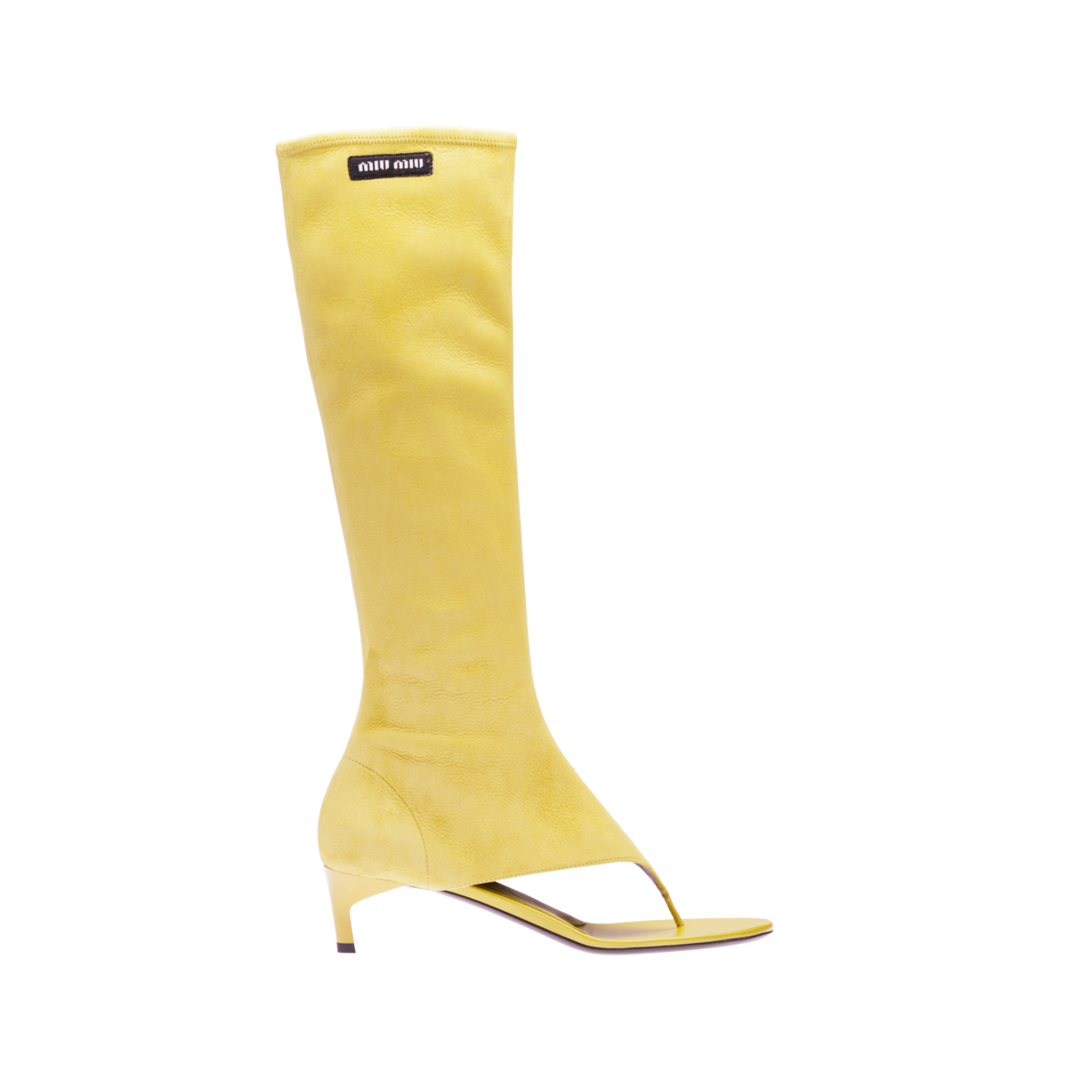 Miu Miu Suede Thong Boots - Citron Yellow | Editorialist