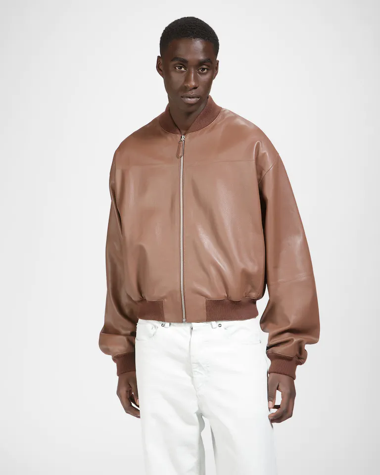 Bally Leather Blouson Bomber Jacket - Brown | Editorialist