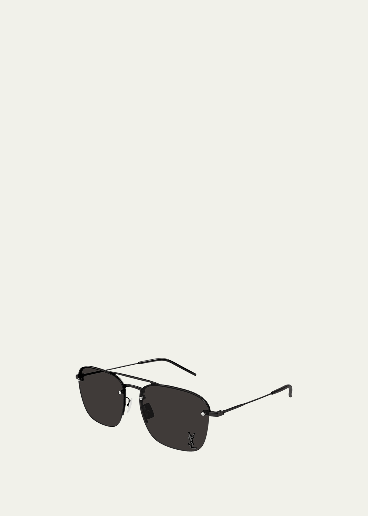 Saint Laurent Raised Ysl Metal Aviator Sunglasses - Semimatte Black ...